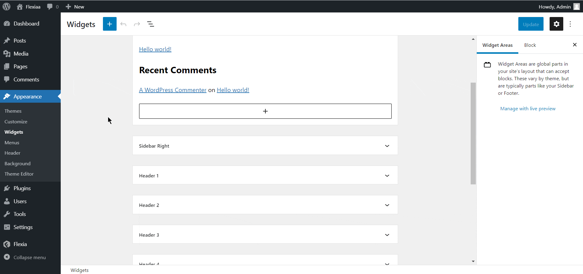 Flexia Theme Widgets Settings