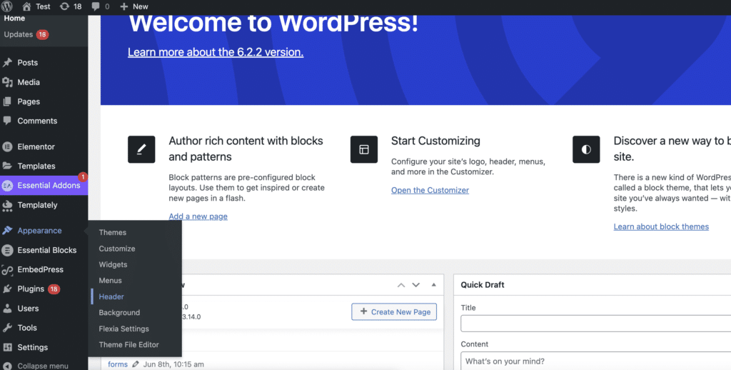 Header Settings - Flexia